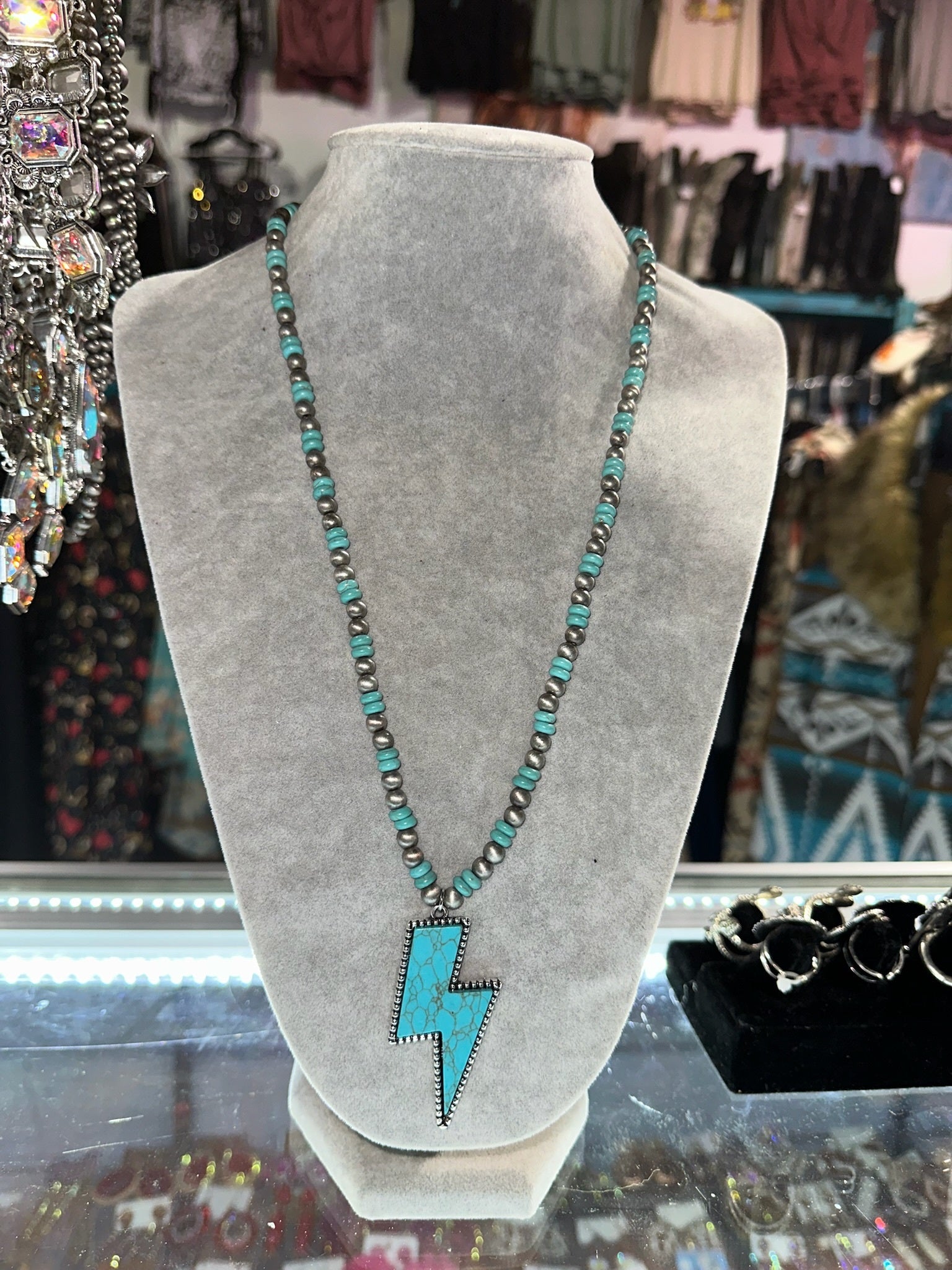 Turquoise Lightning Bolt Necklace | Rowdy Bell Co.